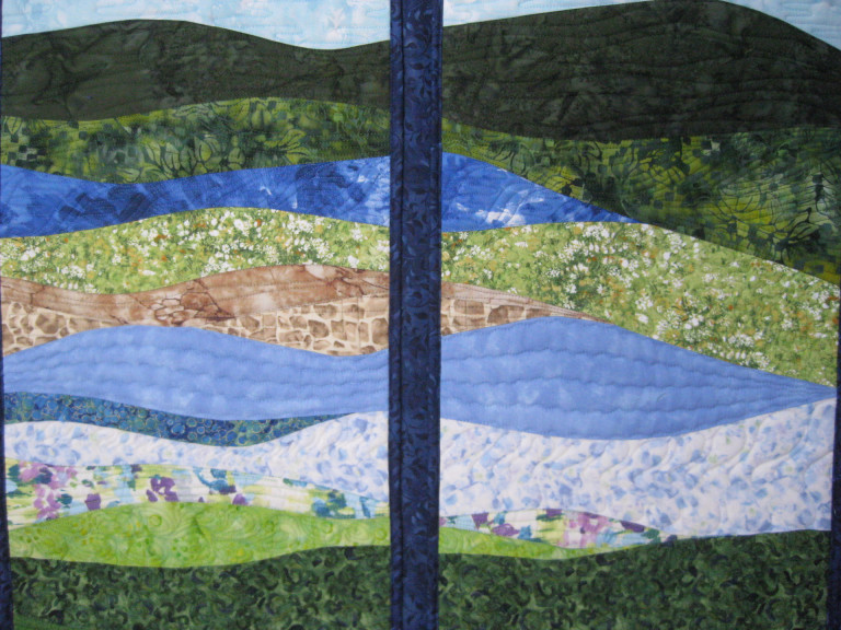 Triptych Quilt Landscape - Art Quilts by Sharon