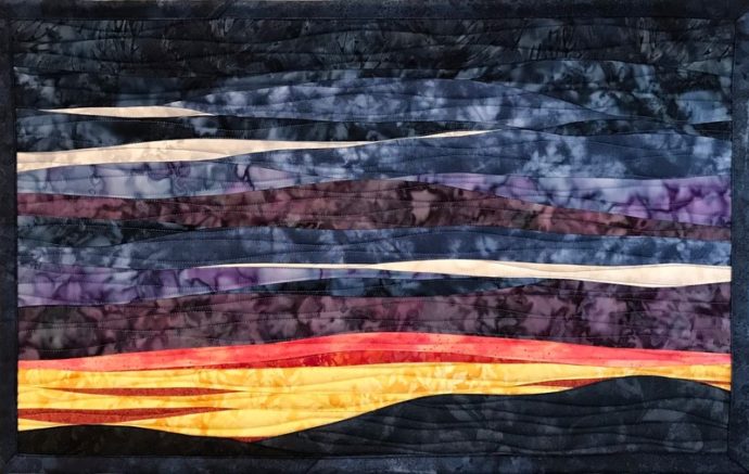 Sunset Photo becomes Sunset Art Quilt - Art Quilts by Sharon