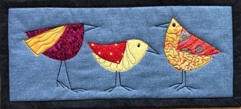 Three Short Wacky Birds - Art Quilts by Sharon