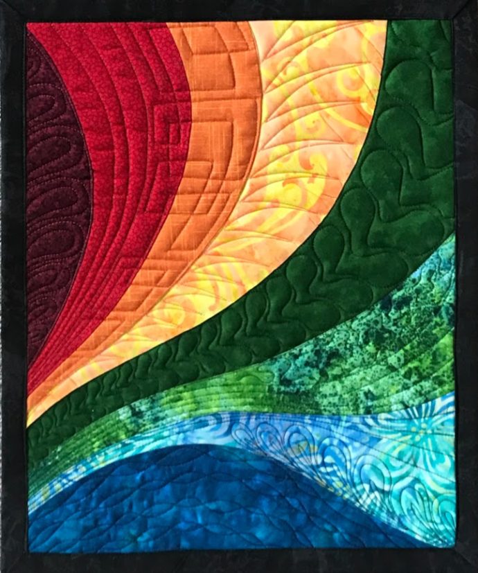 Colorful Curves in variety of colors - Art Quilts by Sharon